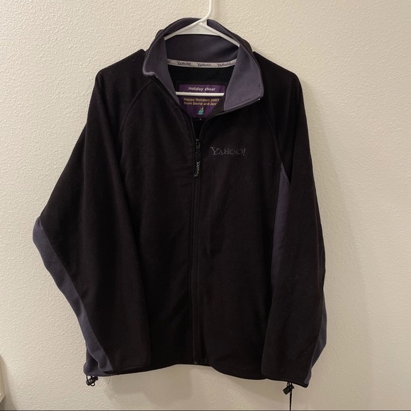 yahoo | Jackets & Coats | Yahoo Tech Company Fleece Jacket Black Happy Holiday From David And ...